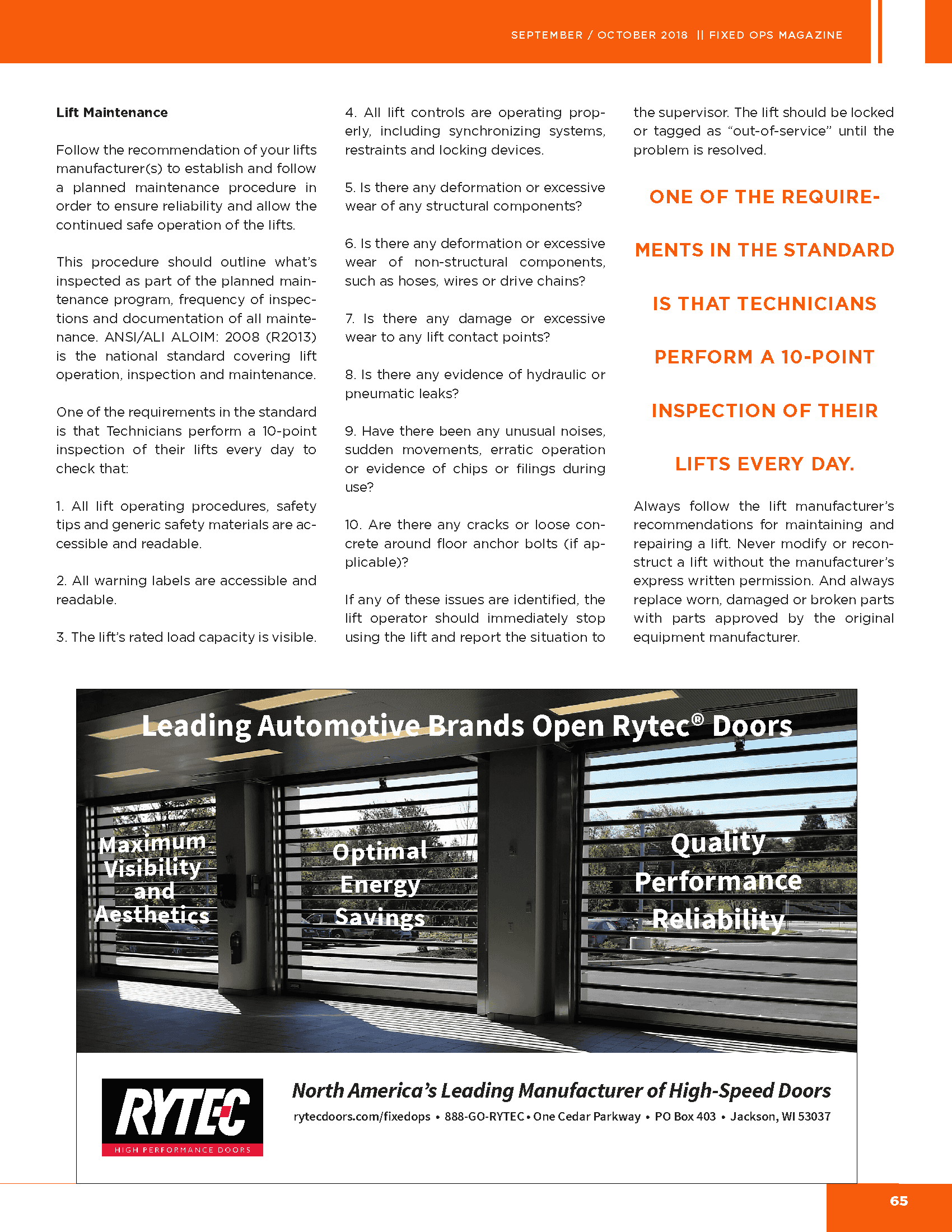 Fixed-Ops Magazine: Feature Article - Life Safety